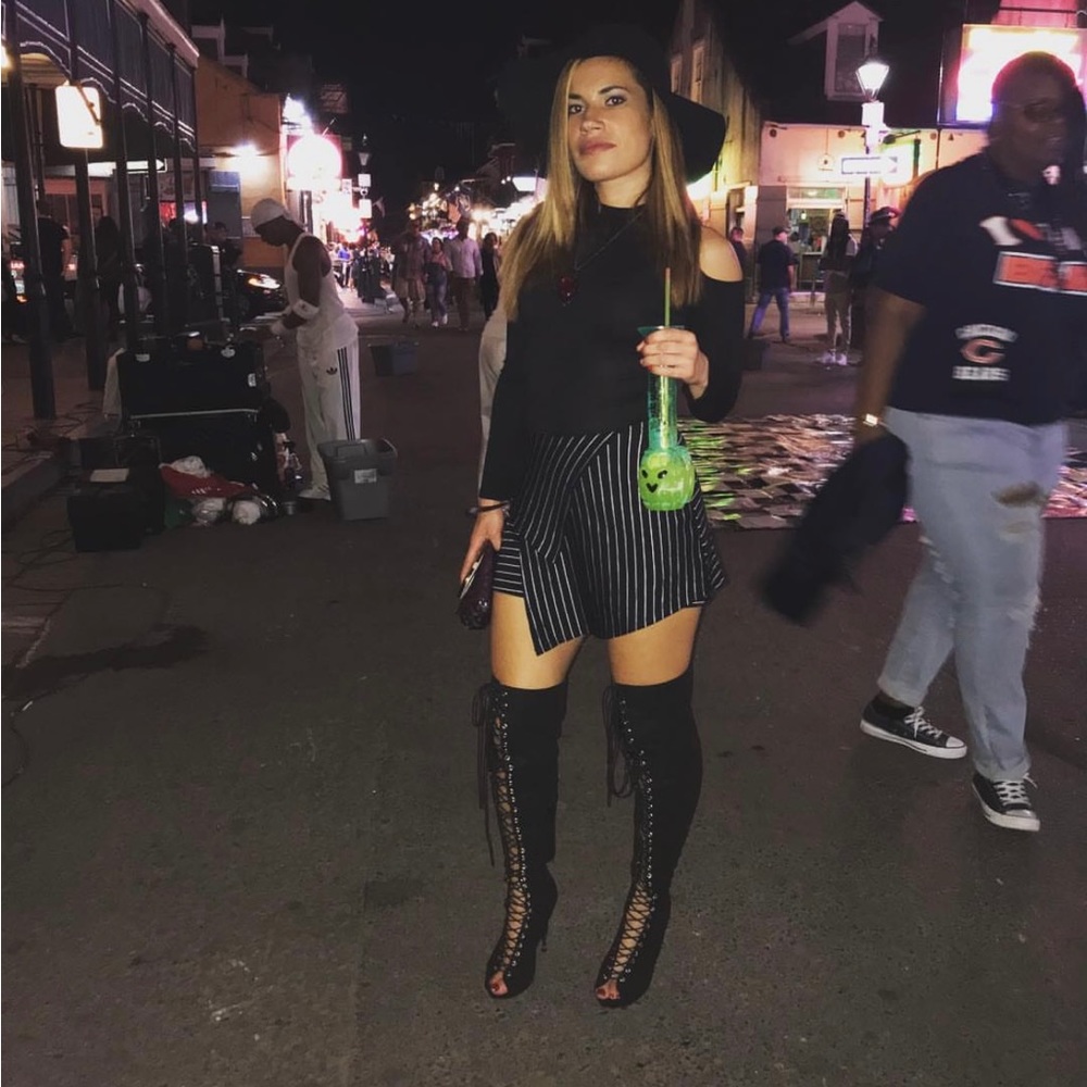 Thigh High Lace Up Heeled Boots Gem